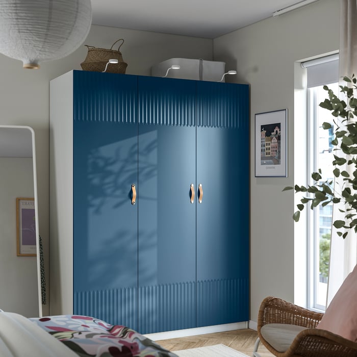 PAX / FYRUDDEN wardrobe combination, white/blue, 150x60x201 cm - IKEA ...