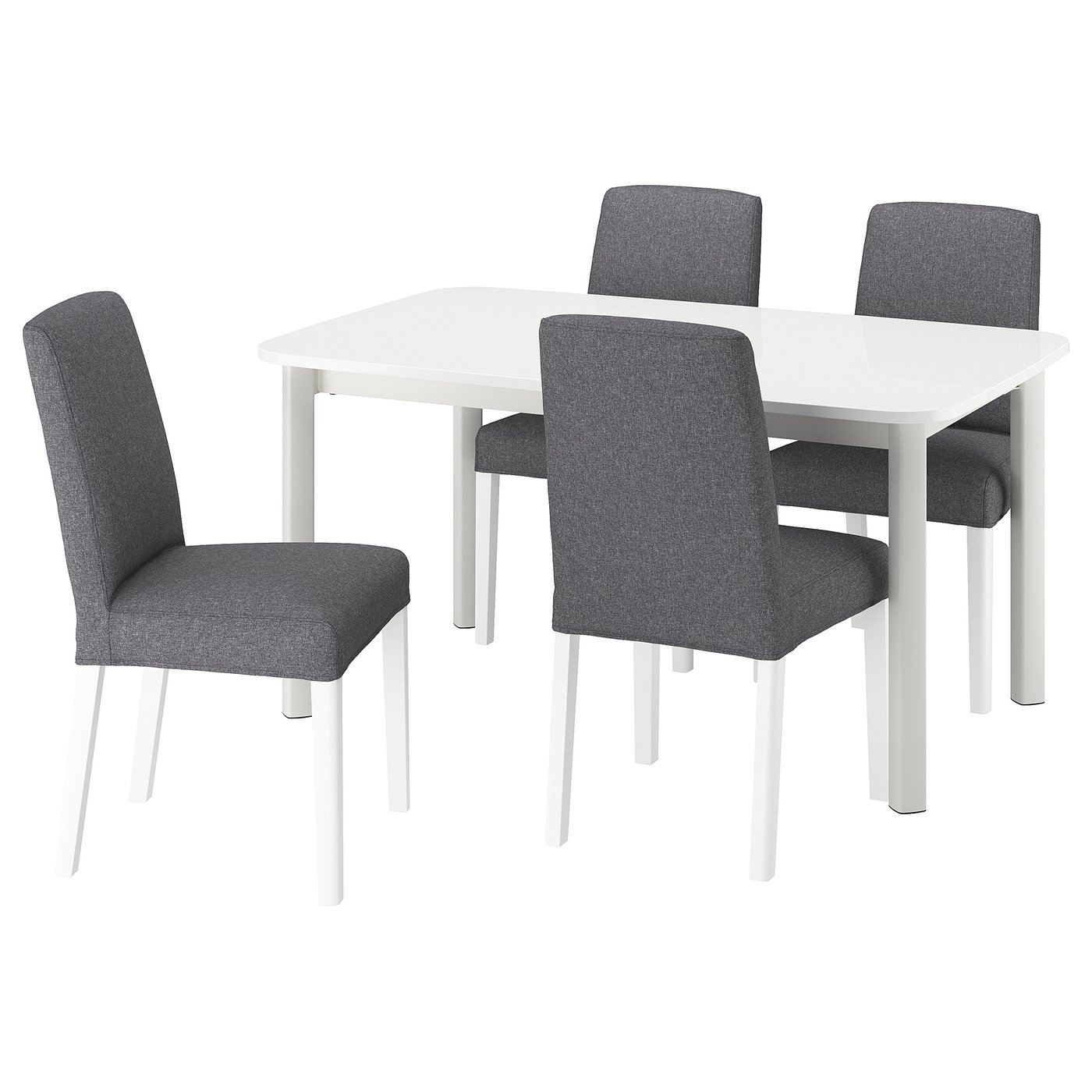 STRANDTORP / BERGMUND table and 4 chairs, white/Gunnared medium grey ...