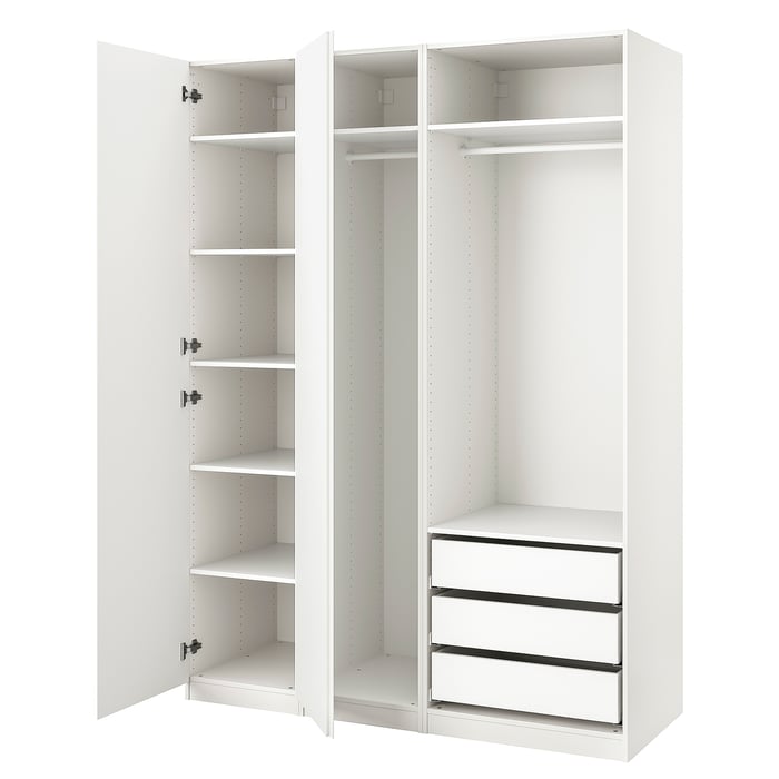 PAX / VIKANES riidekapp, valge/valge, 175x60x236 cm - IKEA Eesti