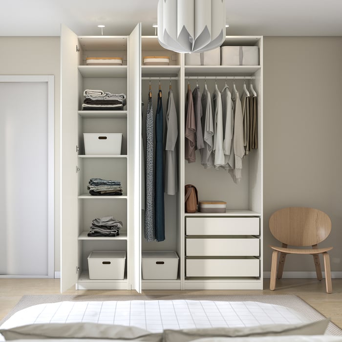 PAX / VIKANES riidekapp, valge/valge, 175x60x236 cm - IKEA Eesti