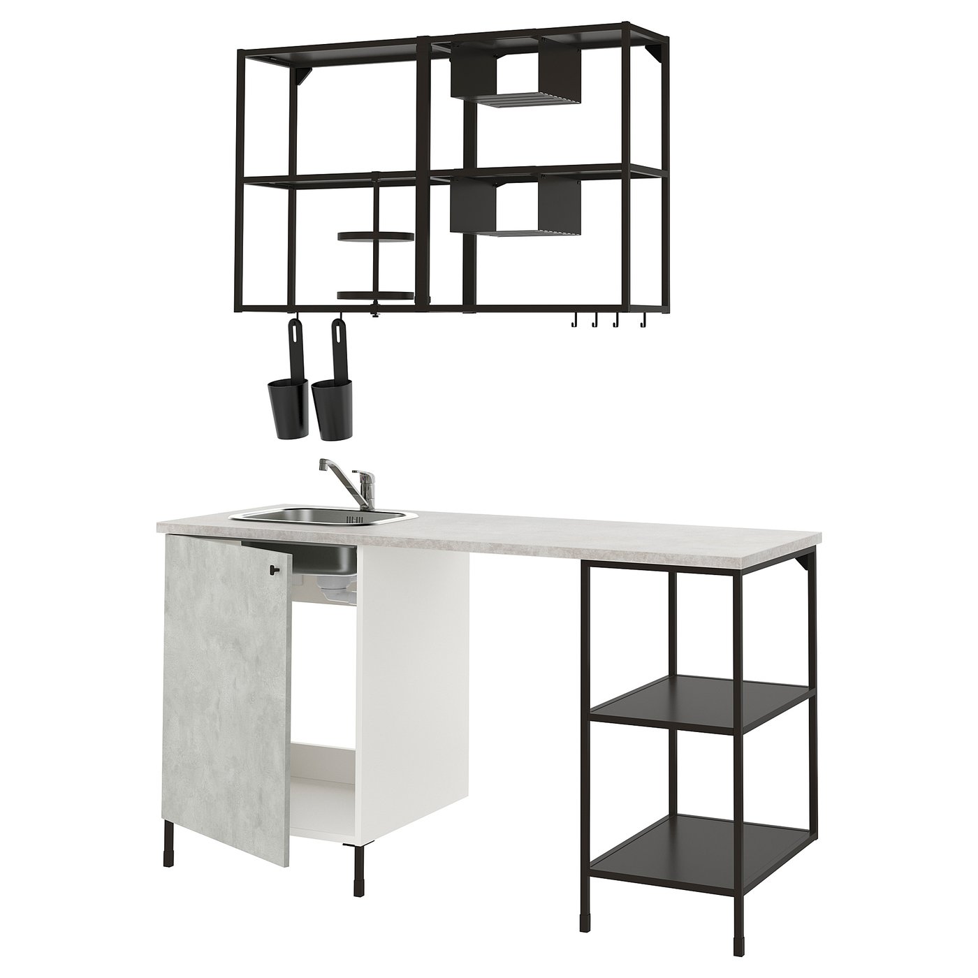 ENHET Kitchen - anthracite/concrete effect - IKEA