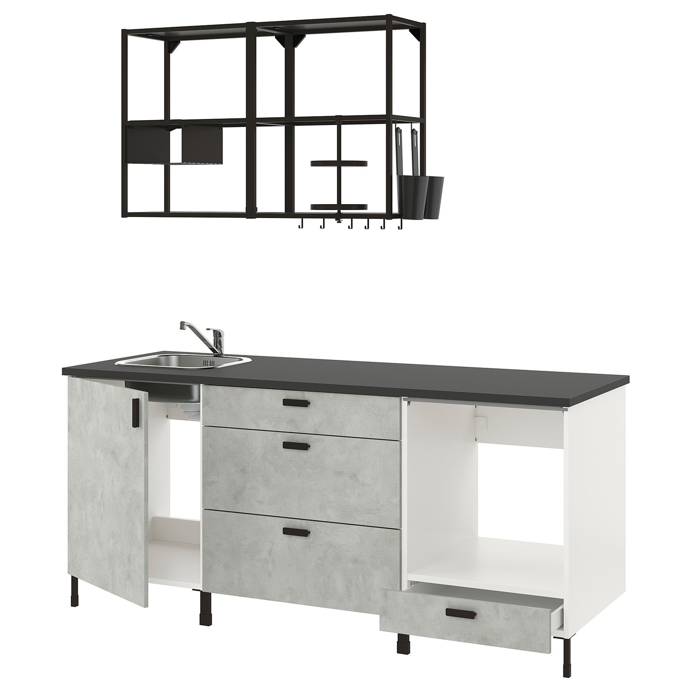 ENHET Kitchen - anthracite/concrete effect - IKEA
