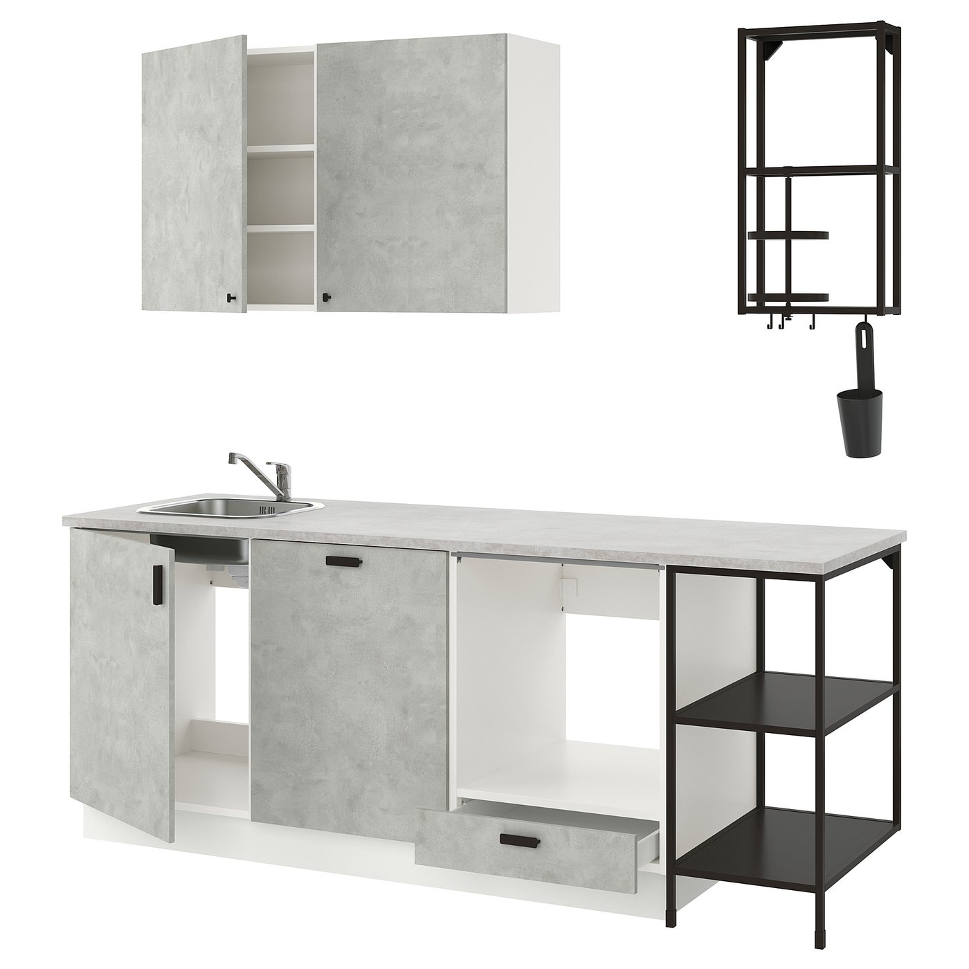 ENHET Kitchen - anthracite/concrete effect - IKEA