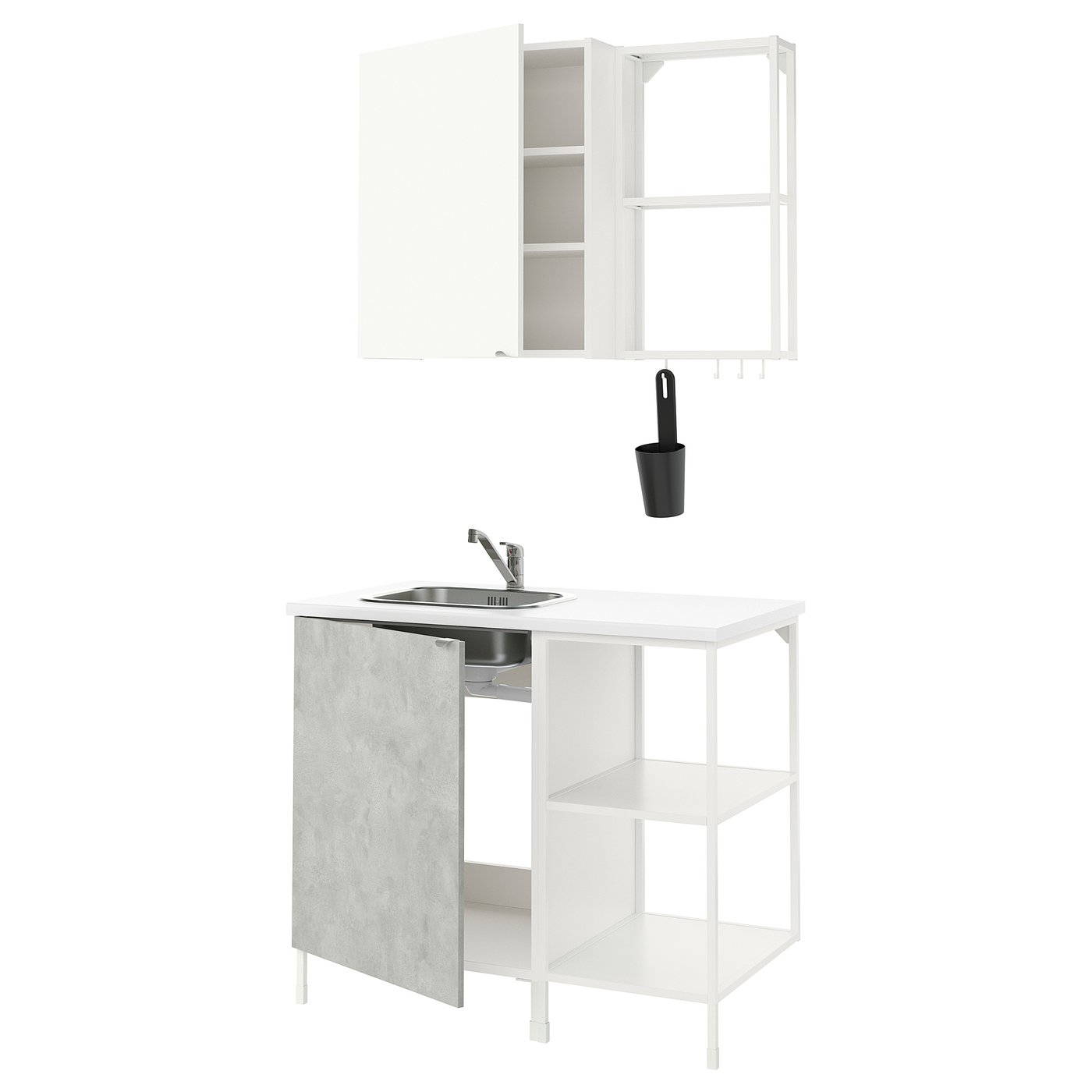 ENHET Kitchen - white/concrete effect white - IKEA