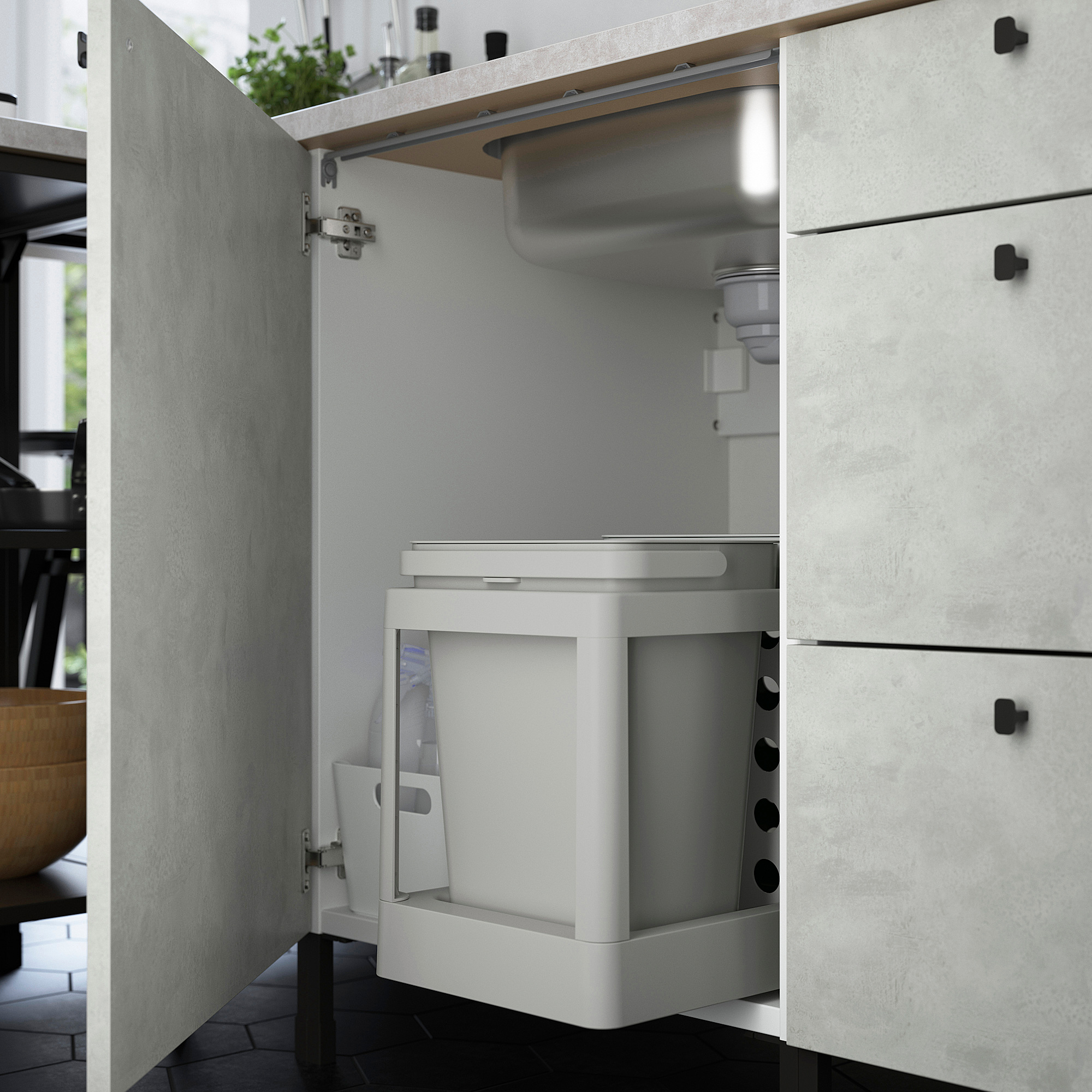 ENHET Kitchen - white/concrete effect white - IKEA