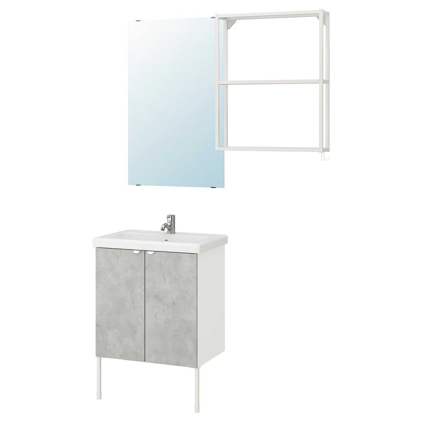 ENHET / TVÄLLEN Bathroom furniture, set of 11 - concrete effect/white ...