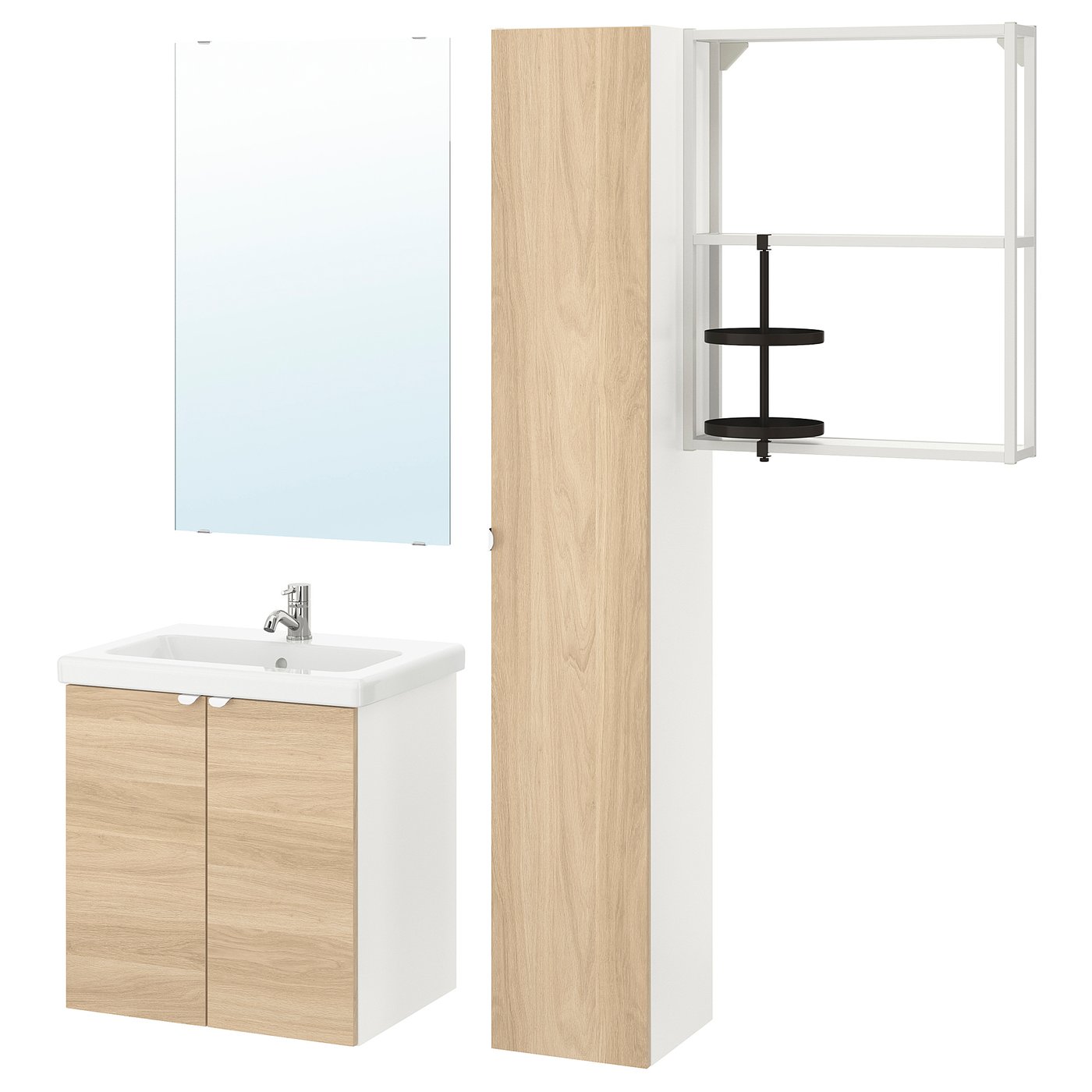 ENHET / TVÄLLEN Bathroom furniture, set of 13 - oak effect/white Pilkån ...