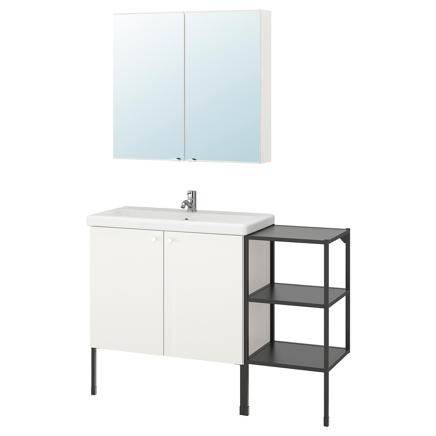 ENHET / TVÄLLEN Bathroom furniture, set of 14 - white/anthracite Pilkån ...