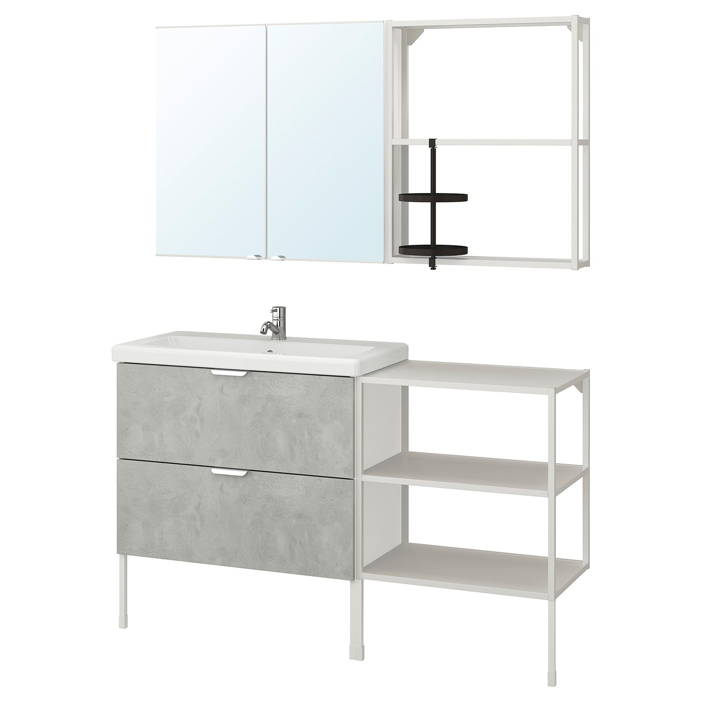 ENHET / TVÄLLEN Bathroom furniture, set of 15 - concrete effect/white ...