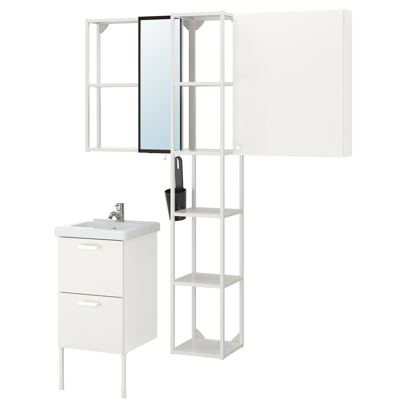 ENHET / TVÄLLEN Bathroom furniture, set of 16 - white/Pilkån tap - IKEA
