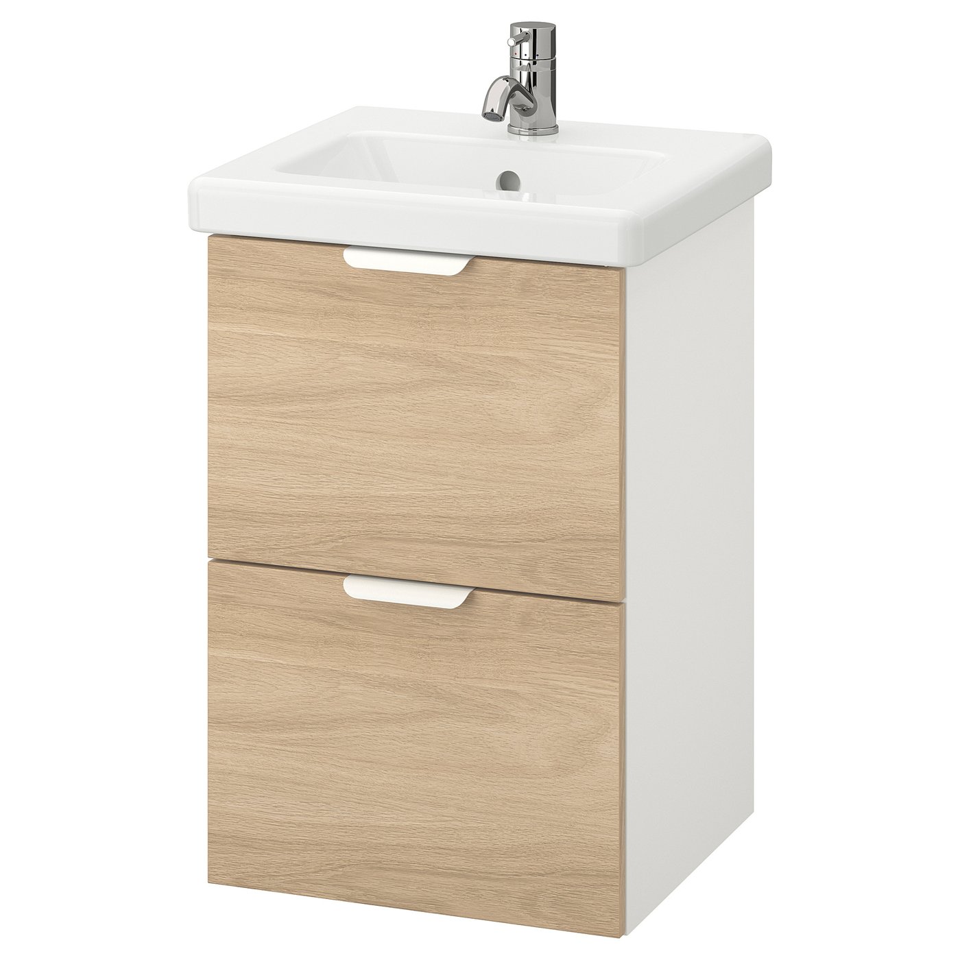 ENHET / TVÄLLEN Wash-stand with 2 drawers - oak effect/white Pilkån tap ...