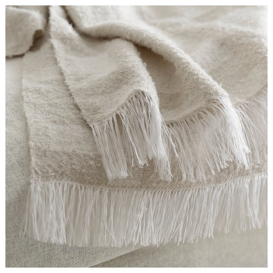 GRÖNKNAVEL throw, check beige/outdoor indoor, 180x120 cm - IKEA