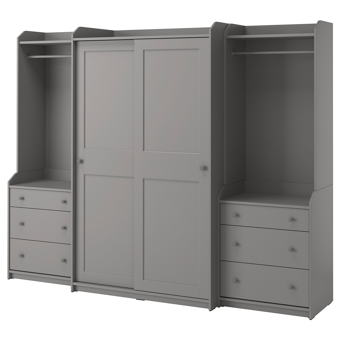 HAUGA wardrobe combination, grey, 258x55x199 cm - IKEA