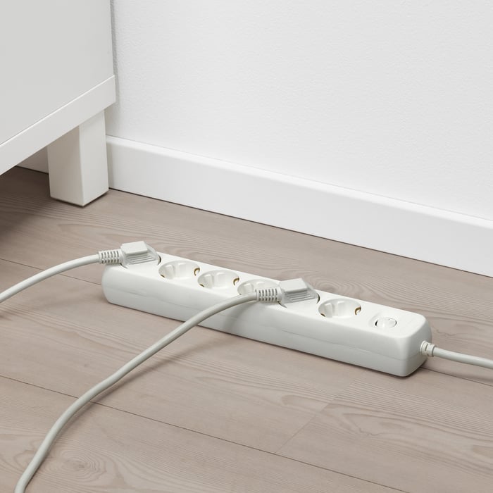 KOPPLA 6-way socket with switch, white, 1.5 m - IKEA