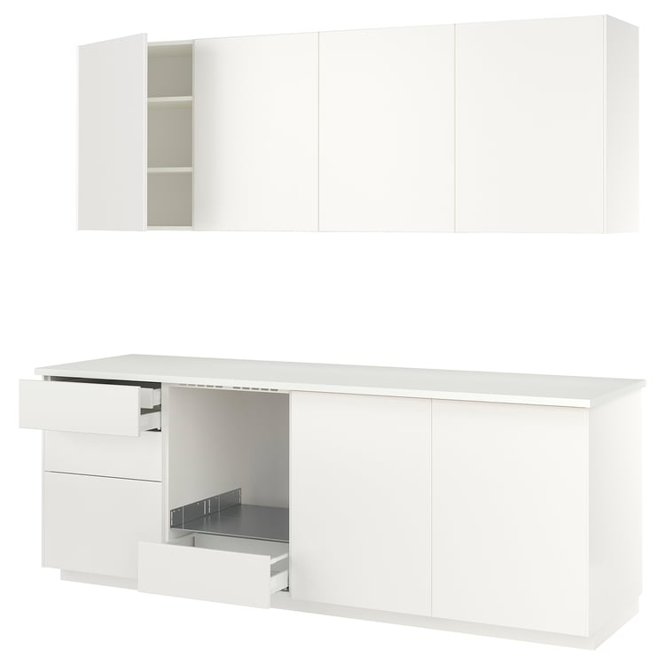 METOD kitchen, white/Veddinge white, 246x60x227 cm - IKEA