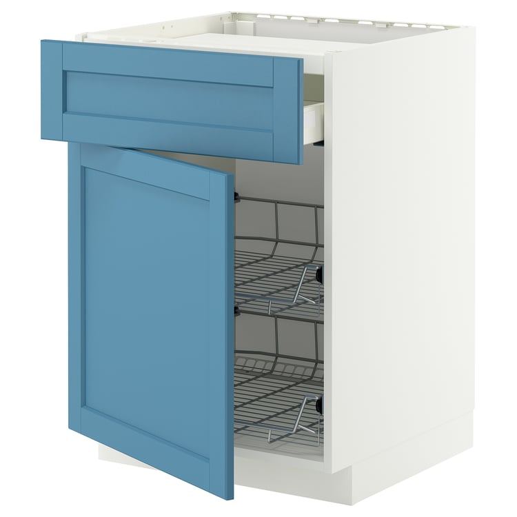 METOD / MAXIMERA base cab f hob/drawer/2 wire bskts, white/Lerhyttan ...