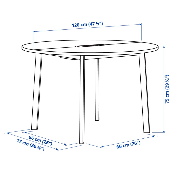 MITTZON conference table, round birch veneer/white, 120x75 cm - IKEA