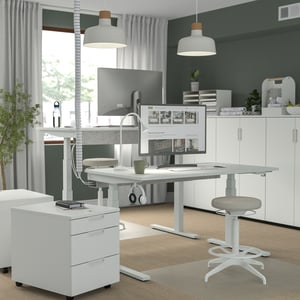 RODULF underframe sit/stand f table top, electric/white, 140x80 cm - IKEA