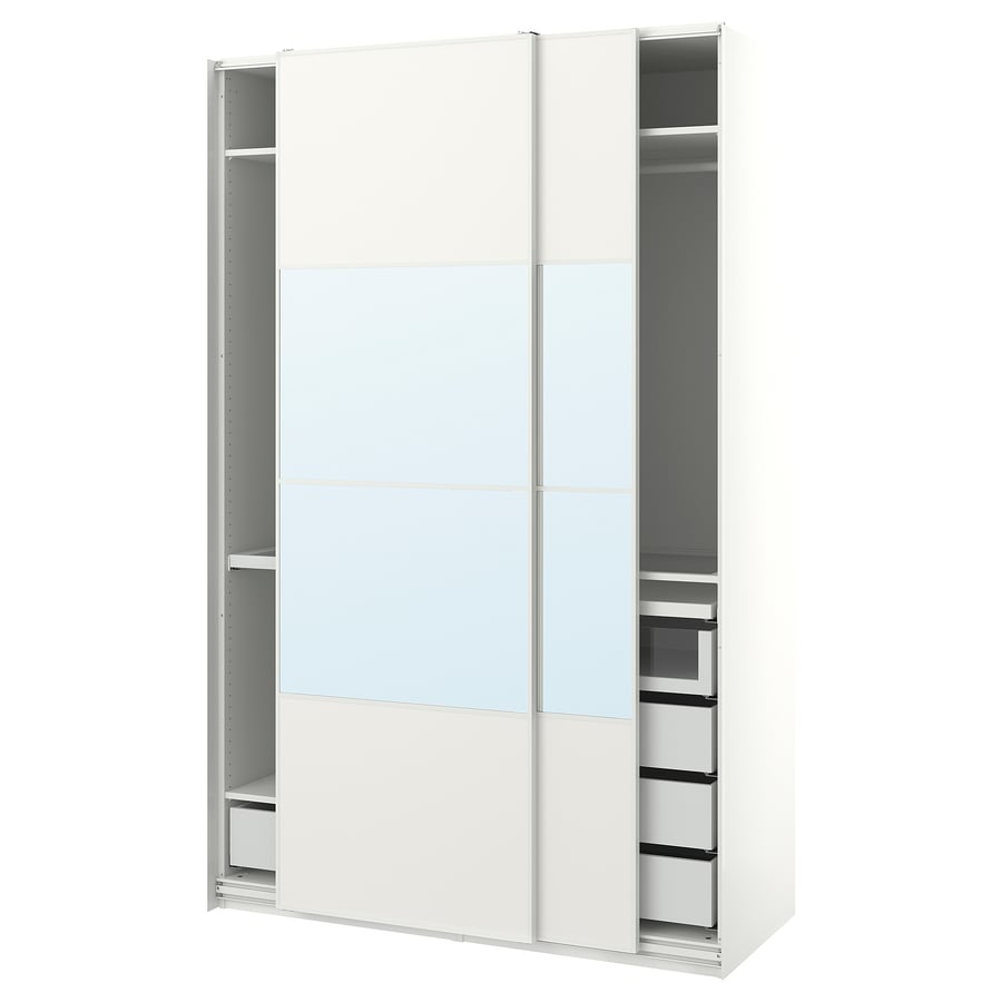 PAX / MEHAMN/AULI wardrobe with sliding doors, white/mirror glass ...