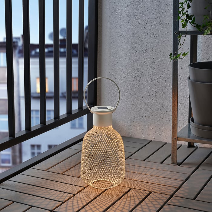 SOLVINDEN LED solar-powered lantern, outdoor/mesh white, 29 cm - IKEA