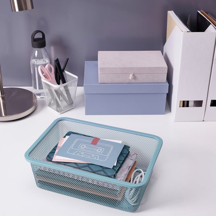 TROFAST mesh storage box, grey-blue, 20x30x10 cm - IKEA
