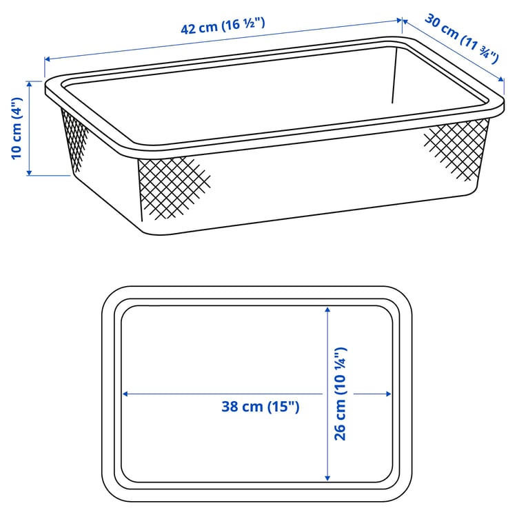TROFAST mesh storage box, grey-blue, 42x30x10 cm - IKEA