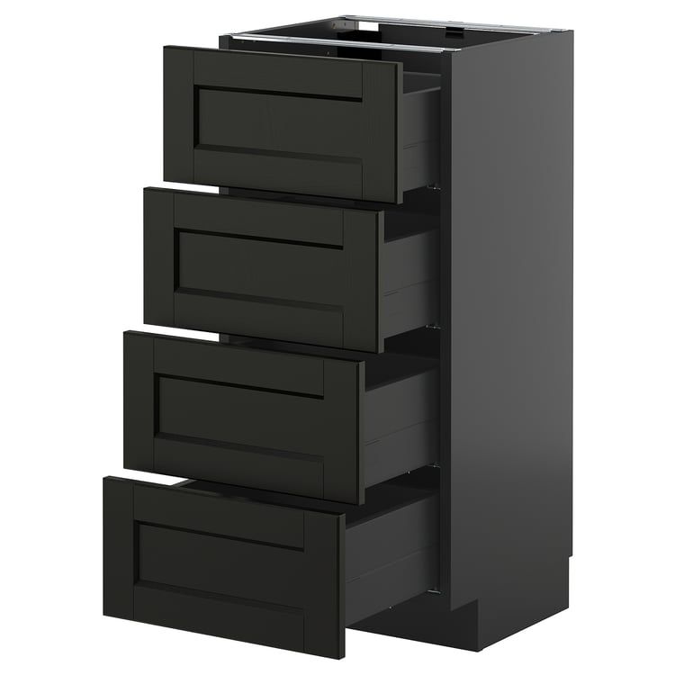 METOD / KNIVSHULT armari baix 4 calaixos/4 fronts, negre-gris/Lerhyttan ...