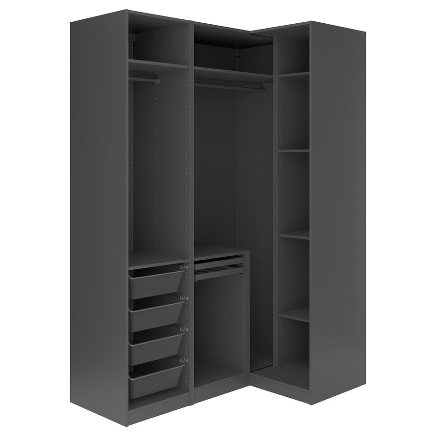 PAX / FYRUDDEN armari cantoner, gris fosc/blau, 161/111x236 cm - IKEA