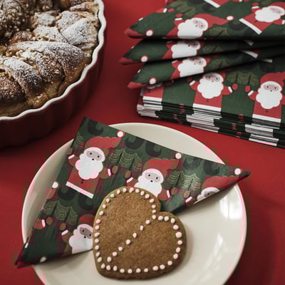 VINTERFINT Tovallons de paper - motiu Pare Noel verd - IKEA