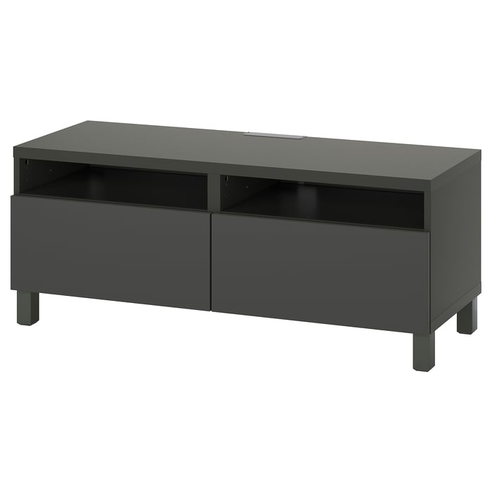 BESTÅ TV bench with drawers, dark grey/Lappviken/Stubbarp dark grey ...