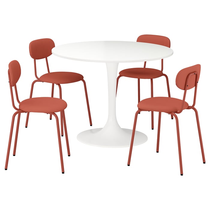 DOCKSTA / SANDSBERG table and 4 chairs, white/Remmarn red-brown, 103 cm ...