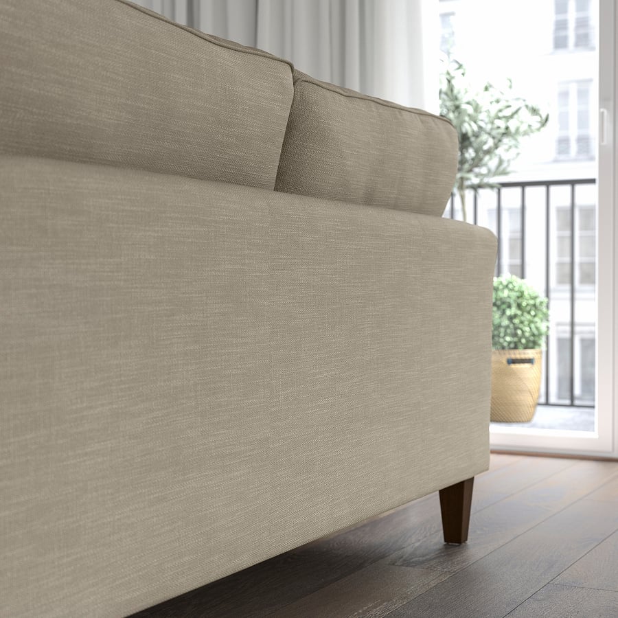 EKHOLMA corner sofa, 4-seat with open end, Hemmesta grey-beige - IKEA Spain