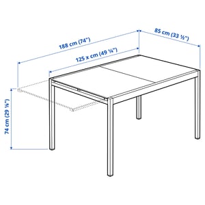 GLIVARP Extendable table, transparent/chrome-plated, 125/188x85 cm - IKEA
