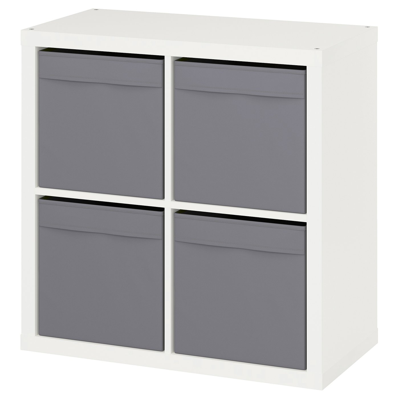 KALLAX shelving unit, white/Dröna dark grey, 77x39x77 cm - IKEA Spain