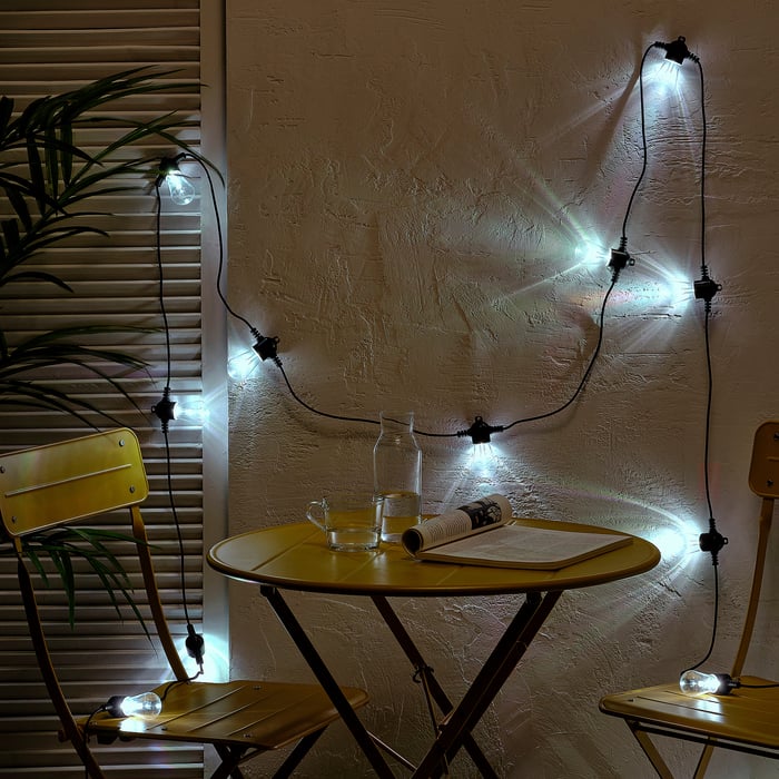 KASTTÅG LED lighting chain with 12 lights, black/outdoor - IKEA Spain