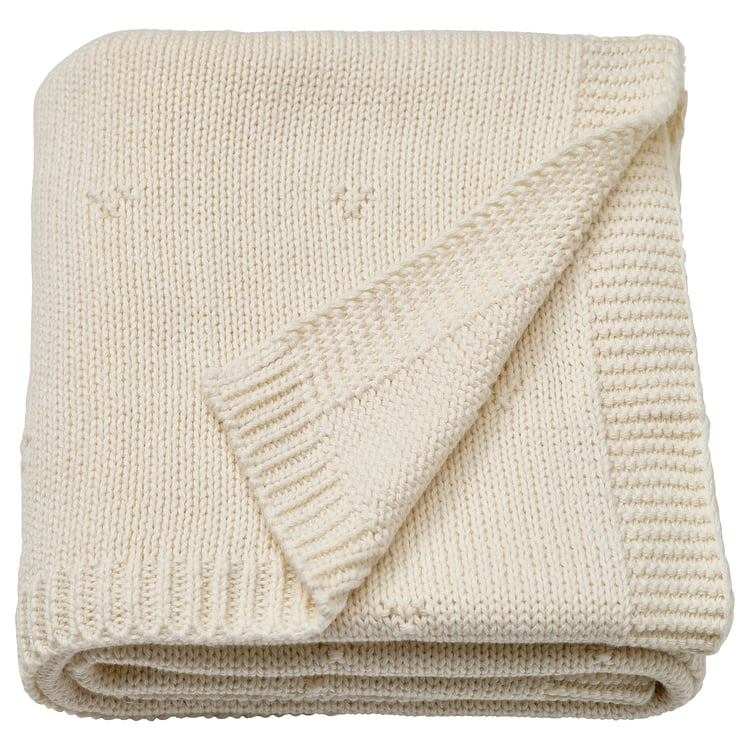 LEN blanket, white/knitted, 70x90 cm - IKEA Spain