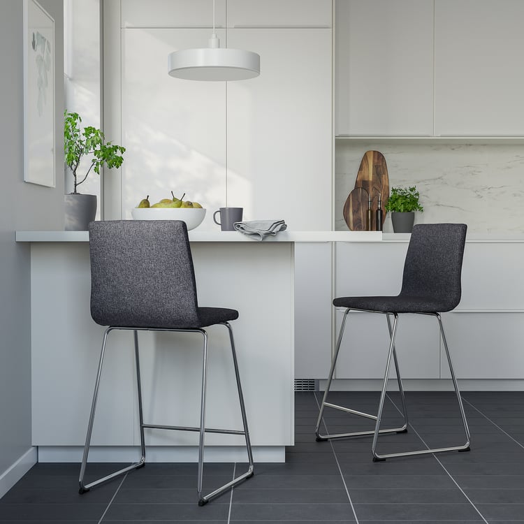 LILLÅNÄS bar stool, chrome-plated/Gunnared dark grey, 63 cm - IKEA Spain