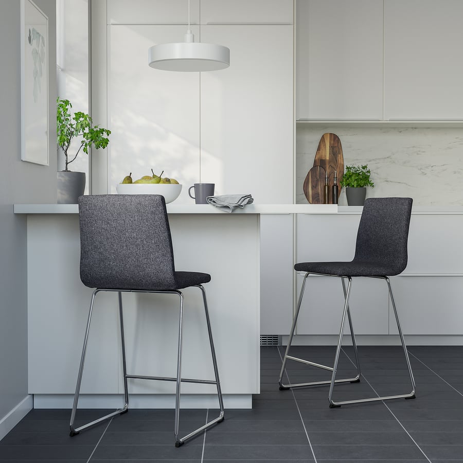 LILLÅNÄS bar stool, chrome-plated/Gunnared dark grey, 63 cm - IKEA Spain