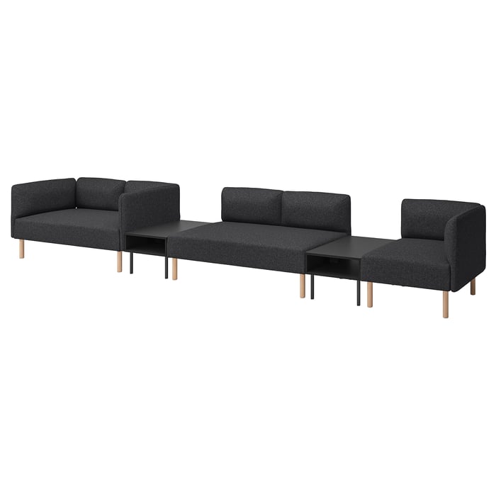 LILLEHEM 5-seat modular sofa with side table, Gunnared/dark grey wood - IKEA Spain
