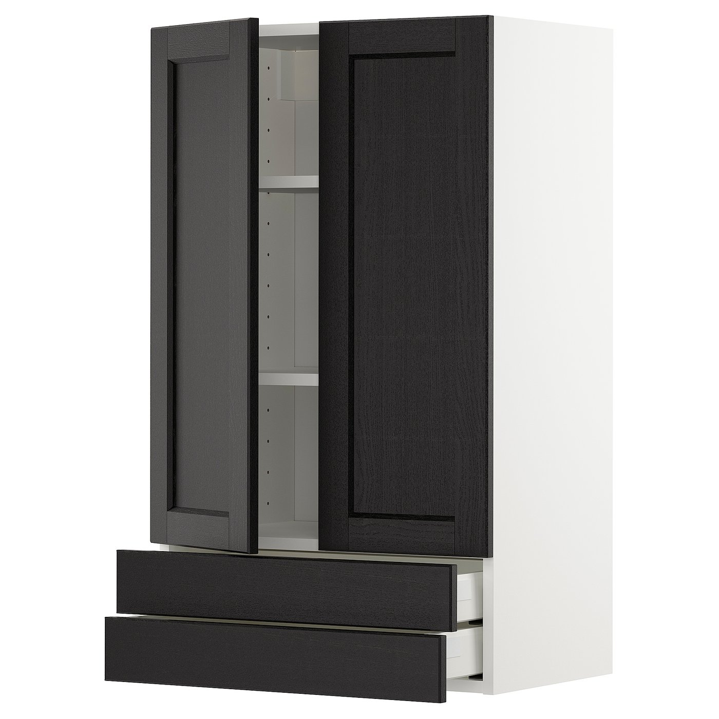 METOD / MAXIMERA wall cabinet w 2 doors/2 drawers, white/Lerhyttan ...