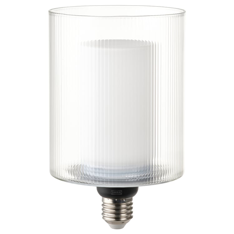 MOLNART LED bulb E27 150 lumen, cylinder glass/striped, 110 mm - IKEA Spain