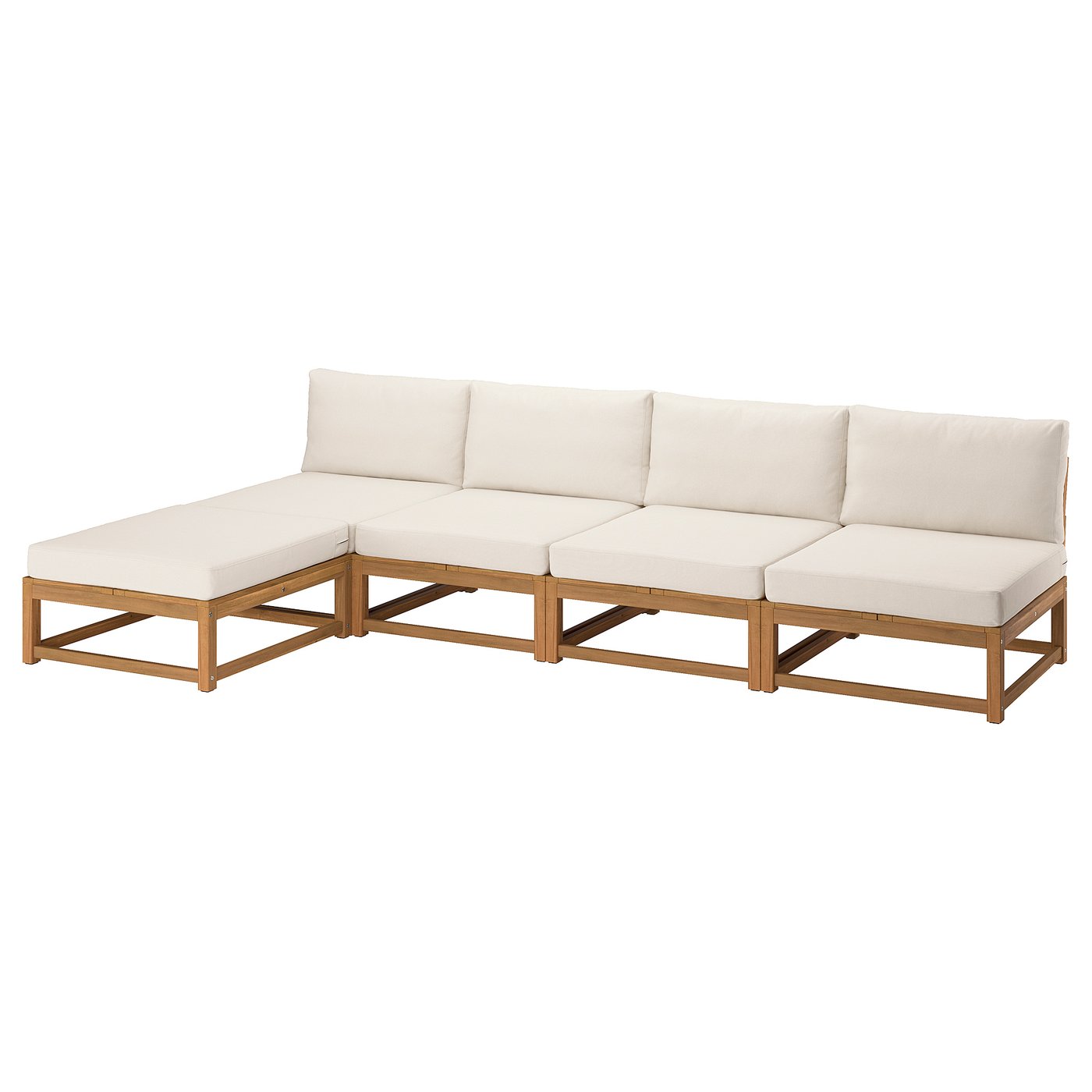 NÄMMARÖ 4-seat mod sofa w chaise longue, outdoor light brown stained ...
