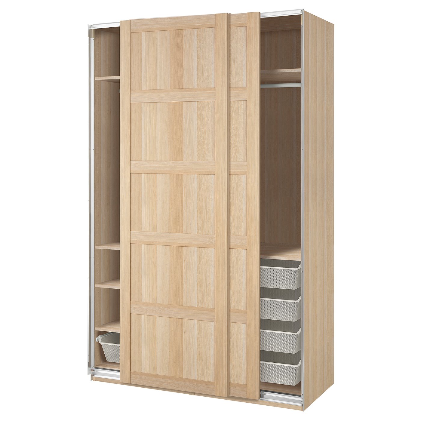 PAX / BERGSBO wardrobe with sliding doors, white stained oak effect ...