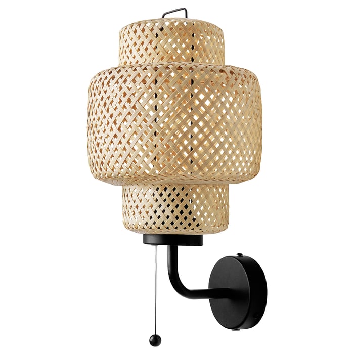 SINNERLIG wall lamp, wired-in installation, bamboo/handmade - IKEA Spain