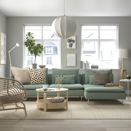 SÖDERHAMN 4-seat sofa with chaise longue, with open end/Tallmyra light ...