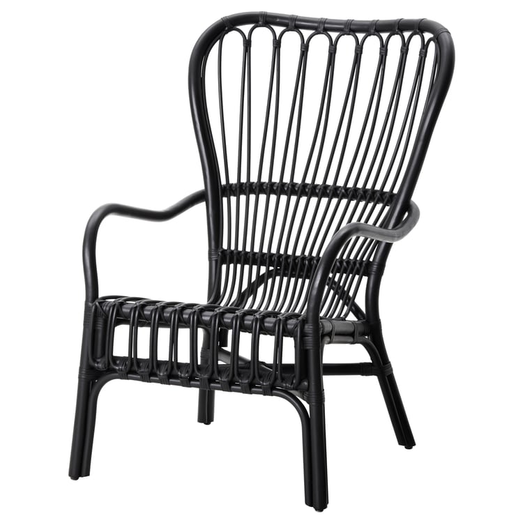 STORSELE high-back armchair, black/rattan - IKEA Spain