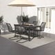 TEGELÖN / VÄSMAN table+4 chairs w armrests, outdoor, dark grey/black ...