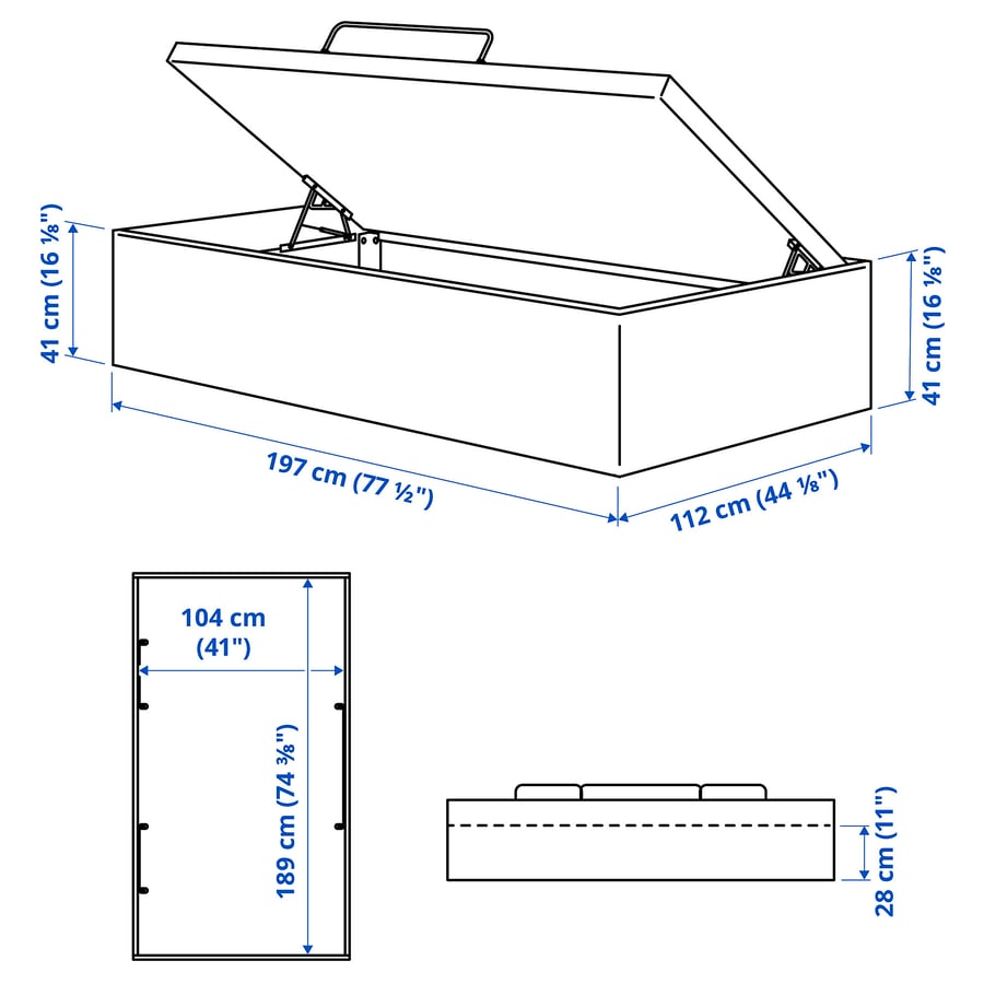 TJÅLLE upholstered ottoman bed, Bomstad white, 105x190 cm - IKEA Spain