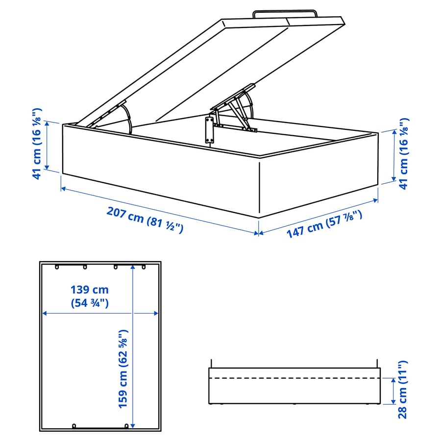 TJÅLLE upholstered ottoman bed, with headboard/Bomstad white, 140x200 ...