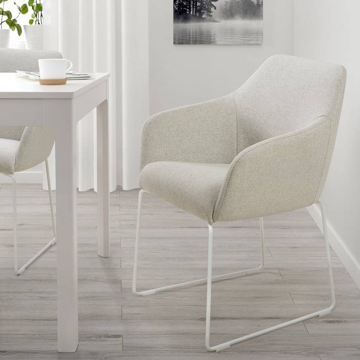 TOSSBERG chair, metal white/Gunnared beige - IKEA Spain
